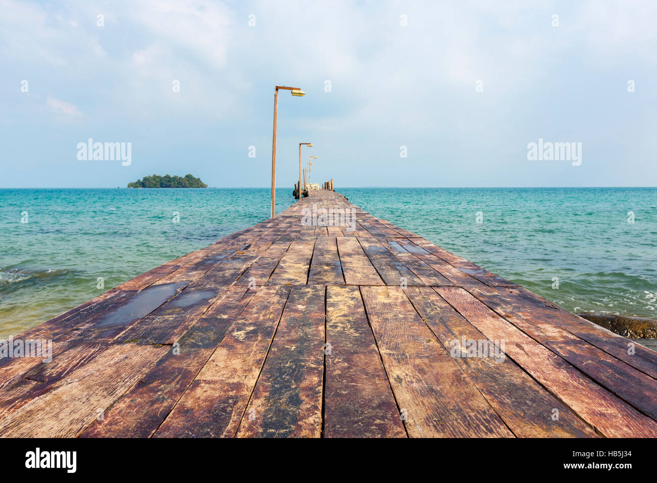 Wooden pier at Koh Rong island, Cambodia, South East Asia Stock Photo ...