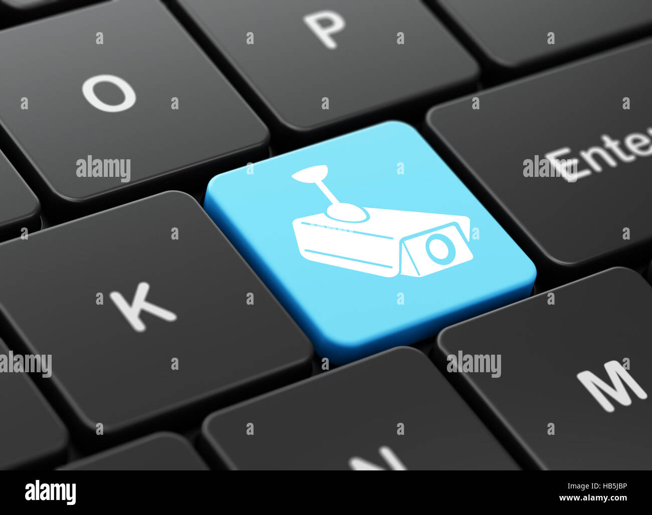Privacy concept: Cctv Camera on computer keyboard background Stock ...