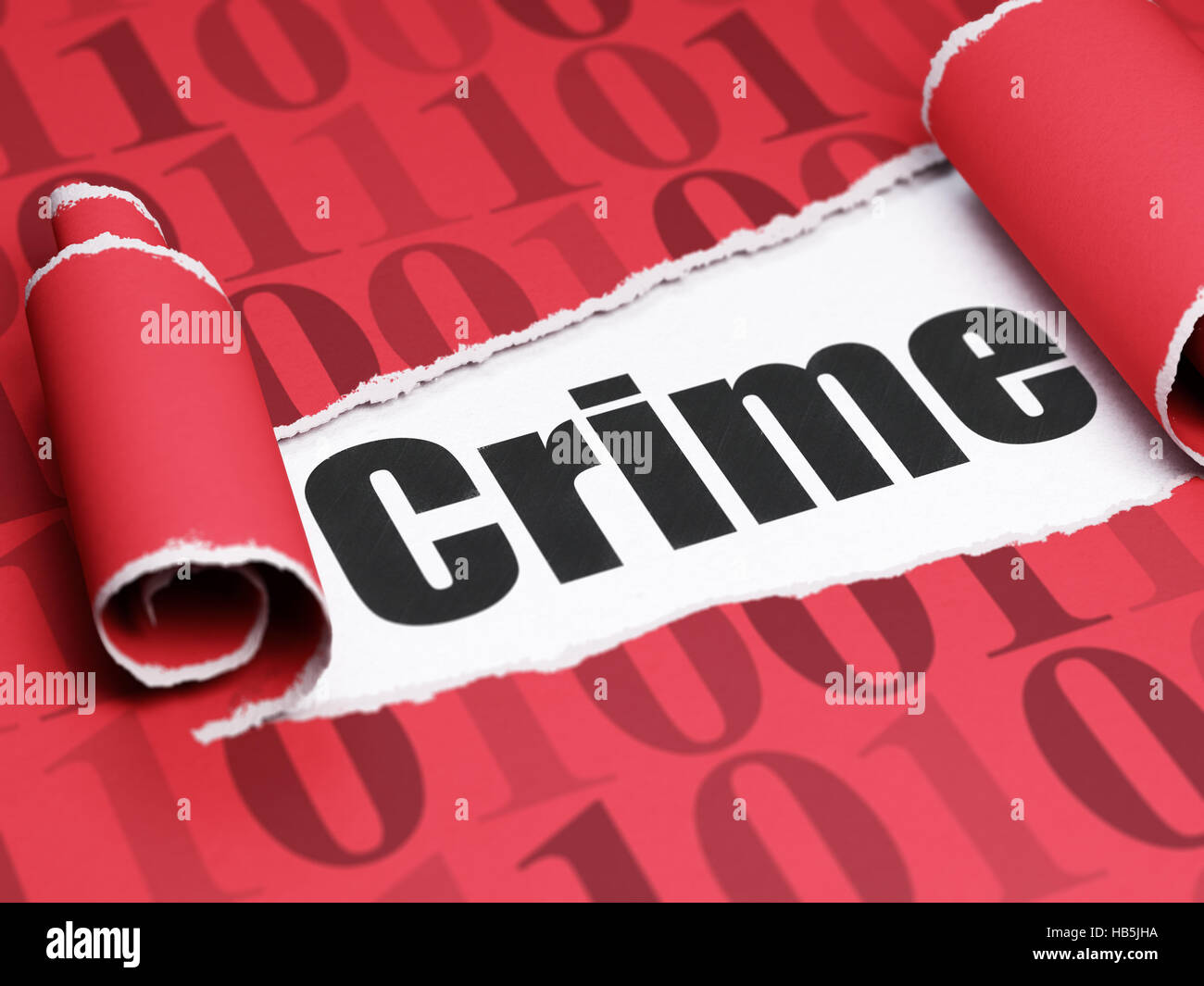 Security concept: black text Crime under the piece of torn paper Stock ...