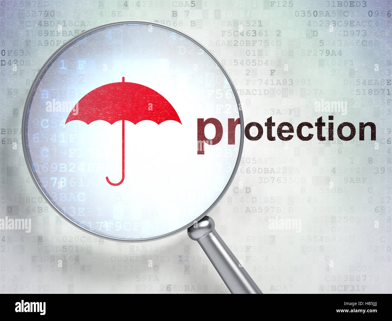 Safety concept: Umbrella and Protection with optical glass Stock Photo ...