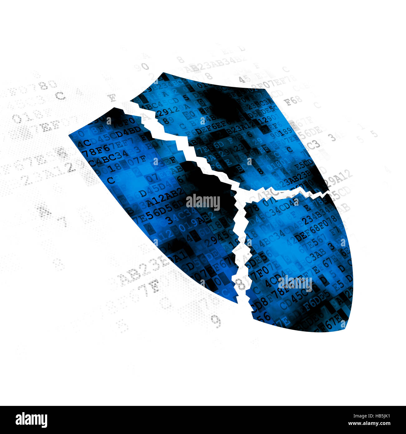 Privacy concept: Broken Shield on Digital background Stock Photo - Alamy