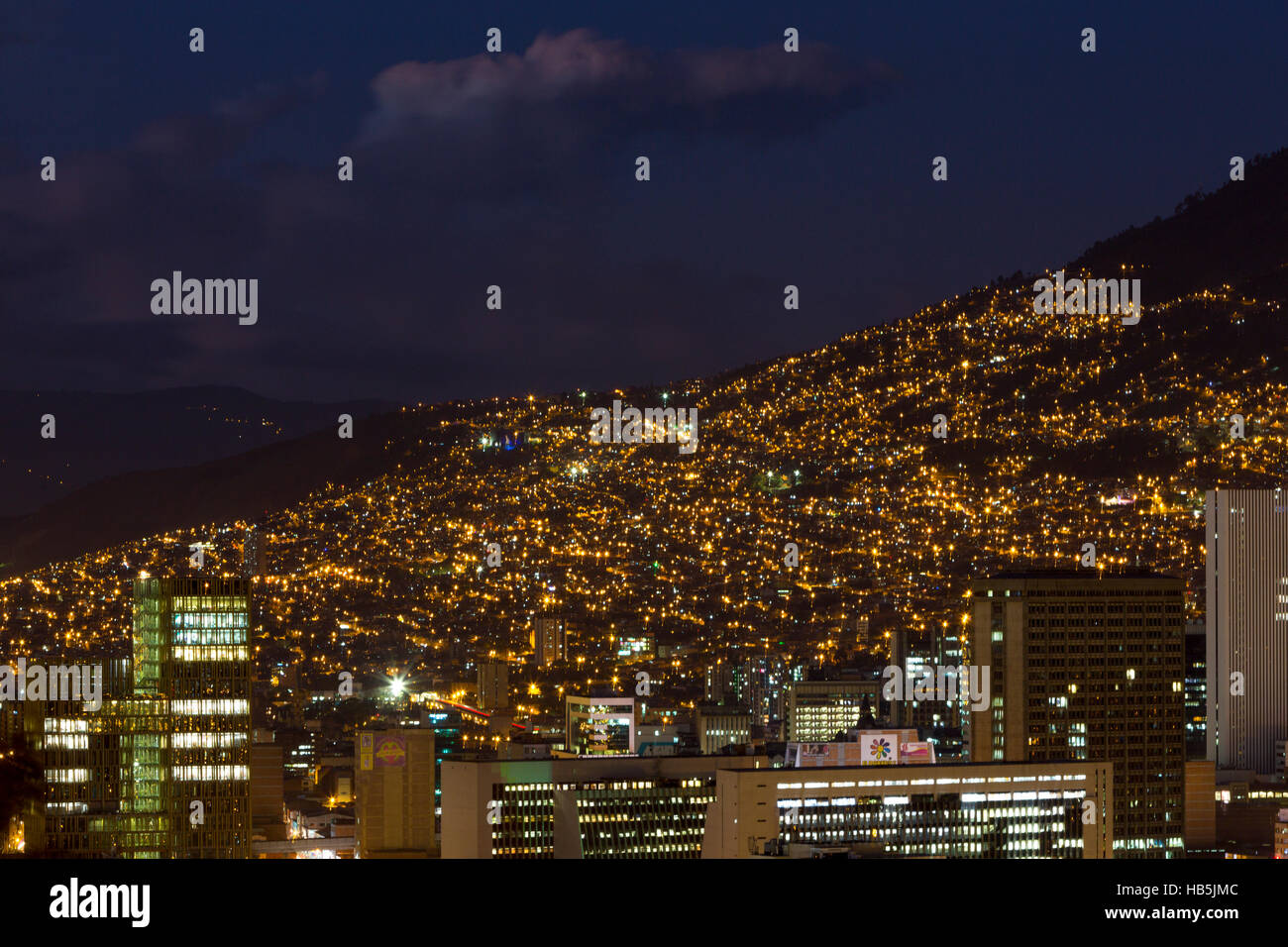 Cityscape of Medellin at night, Colombia Stock Photo - Alamy