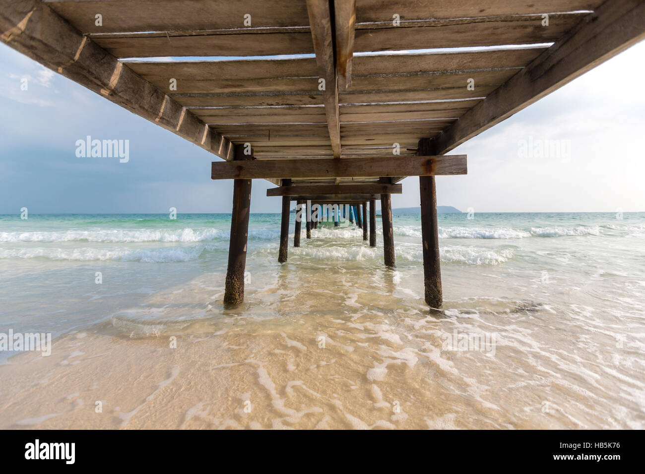 Wooden pier at Koh Rong island, Cambodia, South East Asia Stock Photo ...