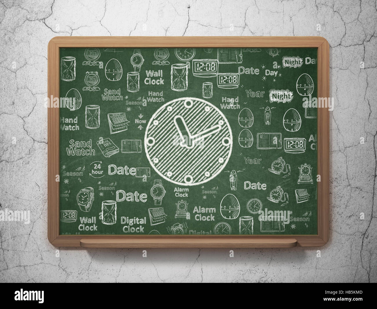 Time concept: Clock on School board background Stock Photo - Alamy