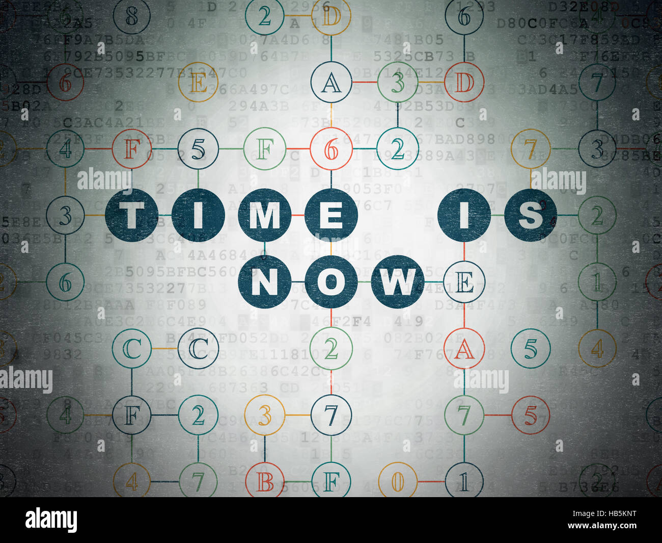 Time concept: Time is Now on Digital Data Paper background Stock Photo ...