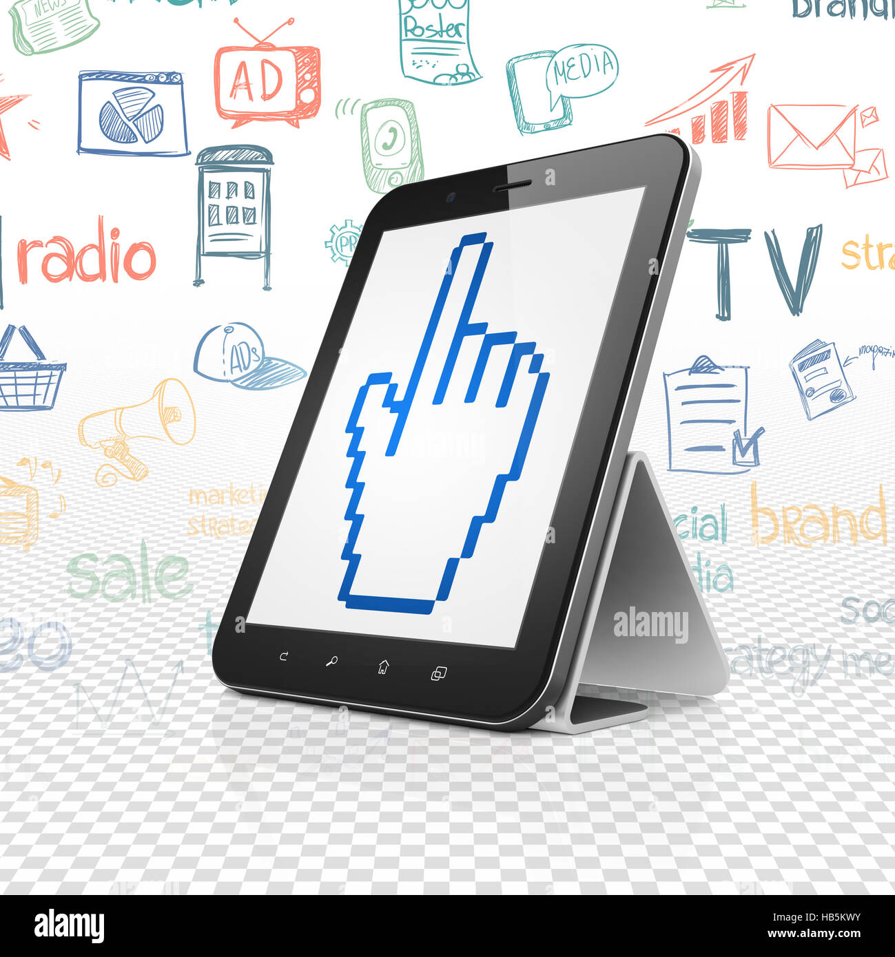 Marketing concept: Tablet Computer with Mouse Cursor on display Stock ...