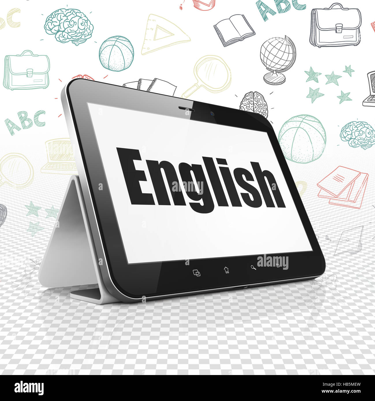 Learning concept: Tablet Computer with English on display Stock Photo ...
