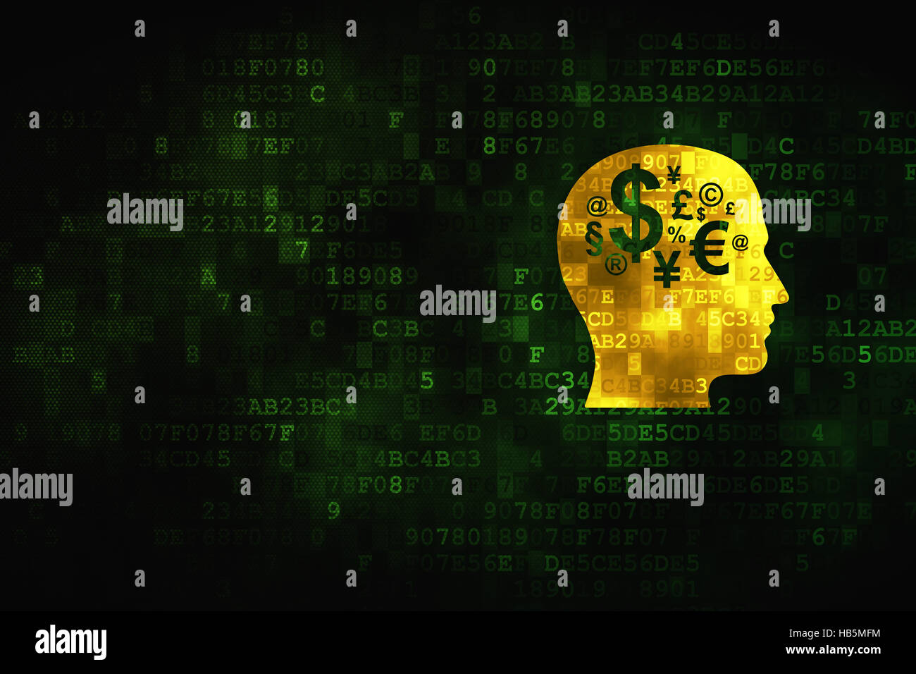 Education concept: Head With Finance Symbol on digital background Stock ...