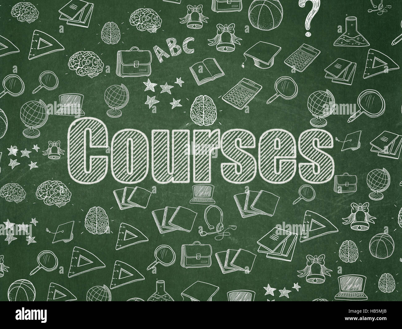 Learning concept: Courses on School board background Stock Photo - Alamy