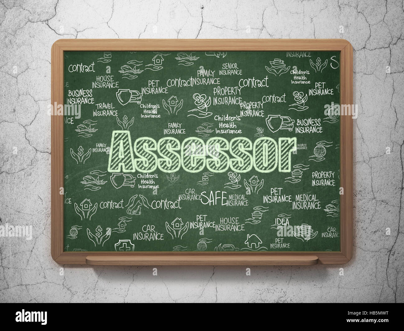 Insurance concept: Assessor on School board background Stock Photo - Alamy
