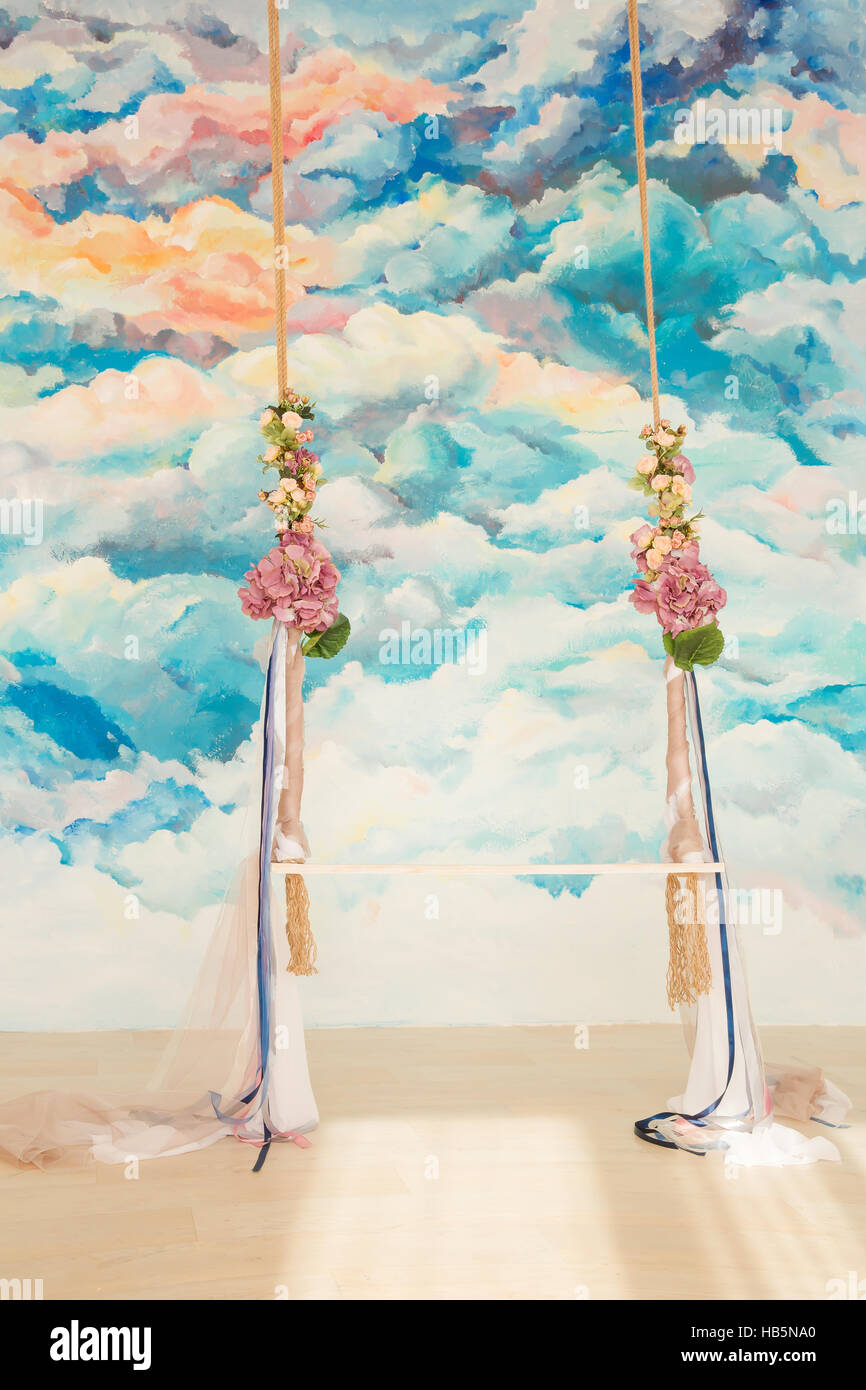 Wedding swing decorated rope hanging hi-res stock photography and ...