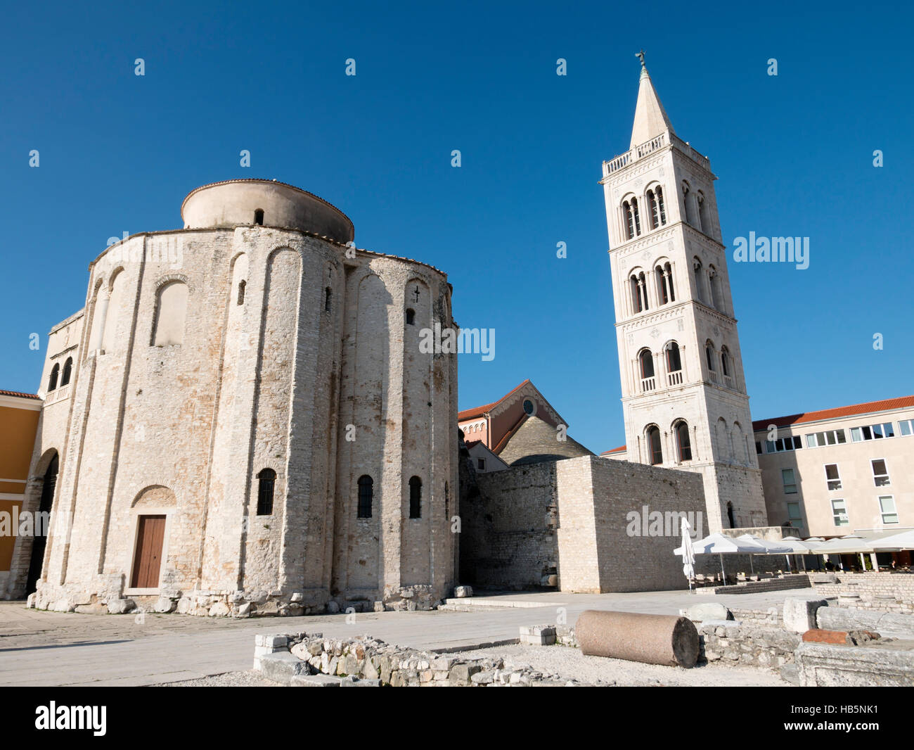 Bell tower of the zadar cathedral of st anastasia hi-res stock ...