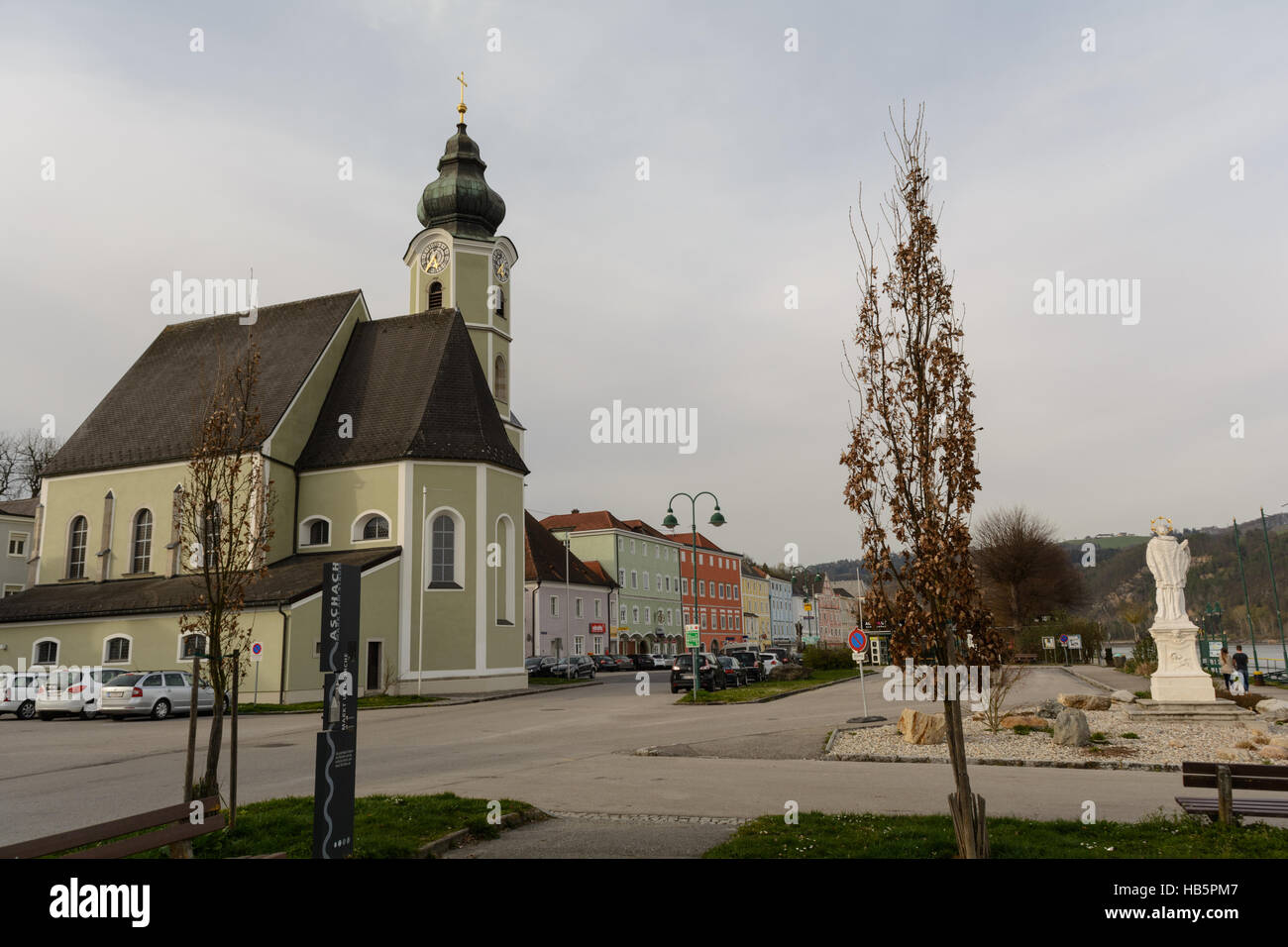 Facades of Aschach on danube - Austria Stock Photo - Alamy