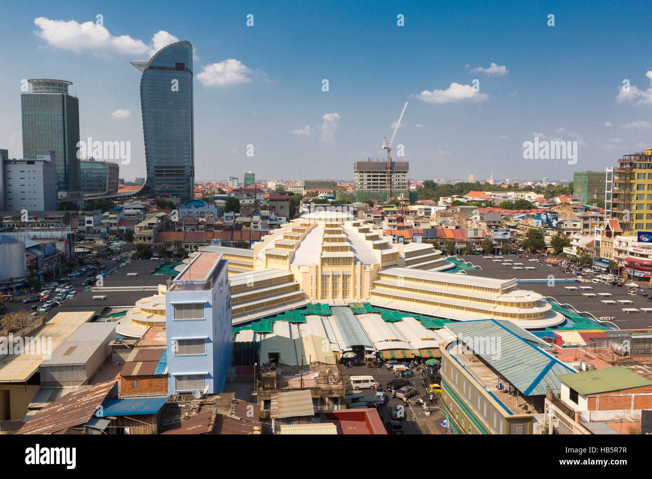 Central Market in the center of the city of Phnom Penh, Cambodia Stock ...