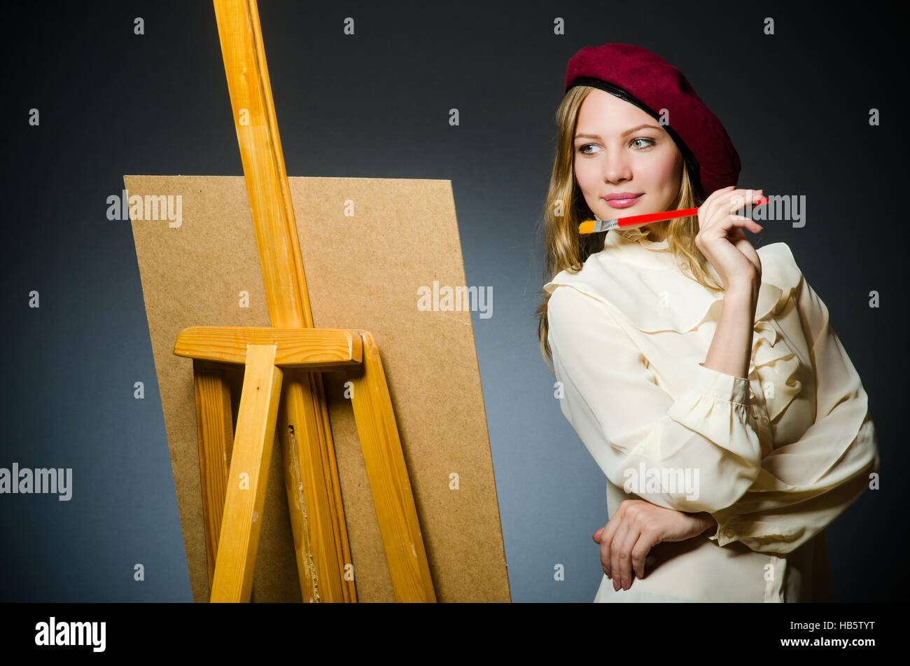 Funny artist working in the studio Stock Photo - Alamy