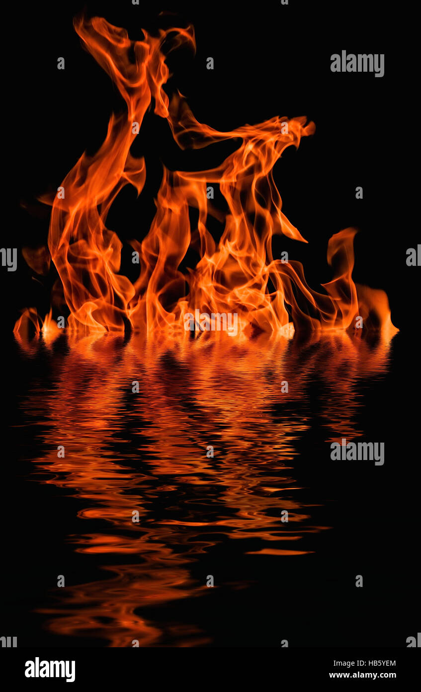 raging flames red fire black background Stock Photo - Alamy