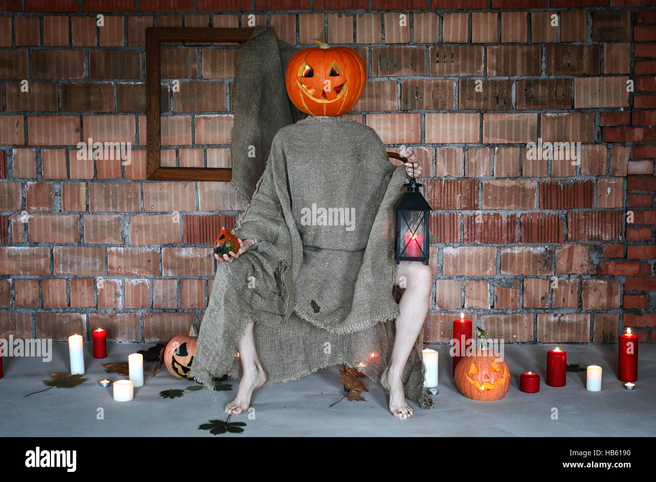pumpkin head monster horror indoor Stock Photo - Alamy