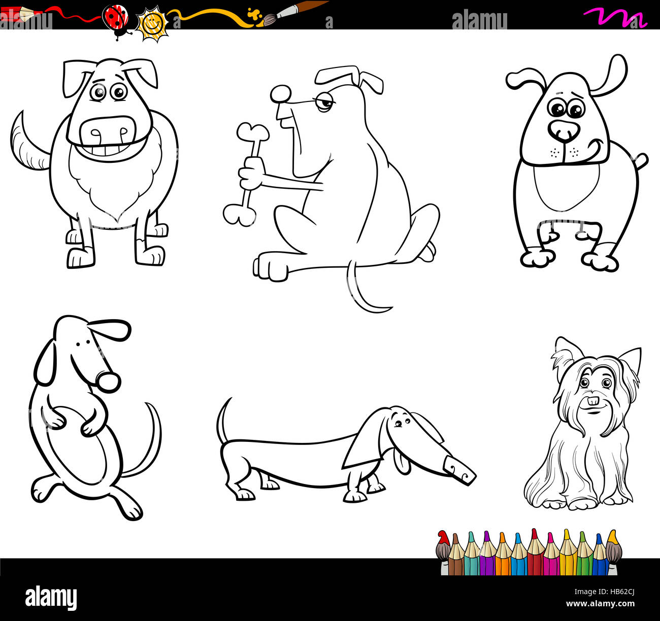 dog characters coloring book Stock Photo - Alamy