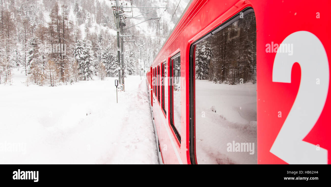 Train in the snow Stock Photo - Alamy