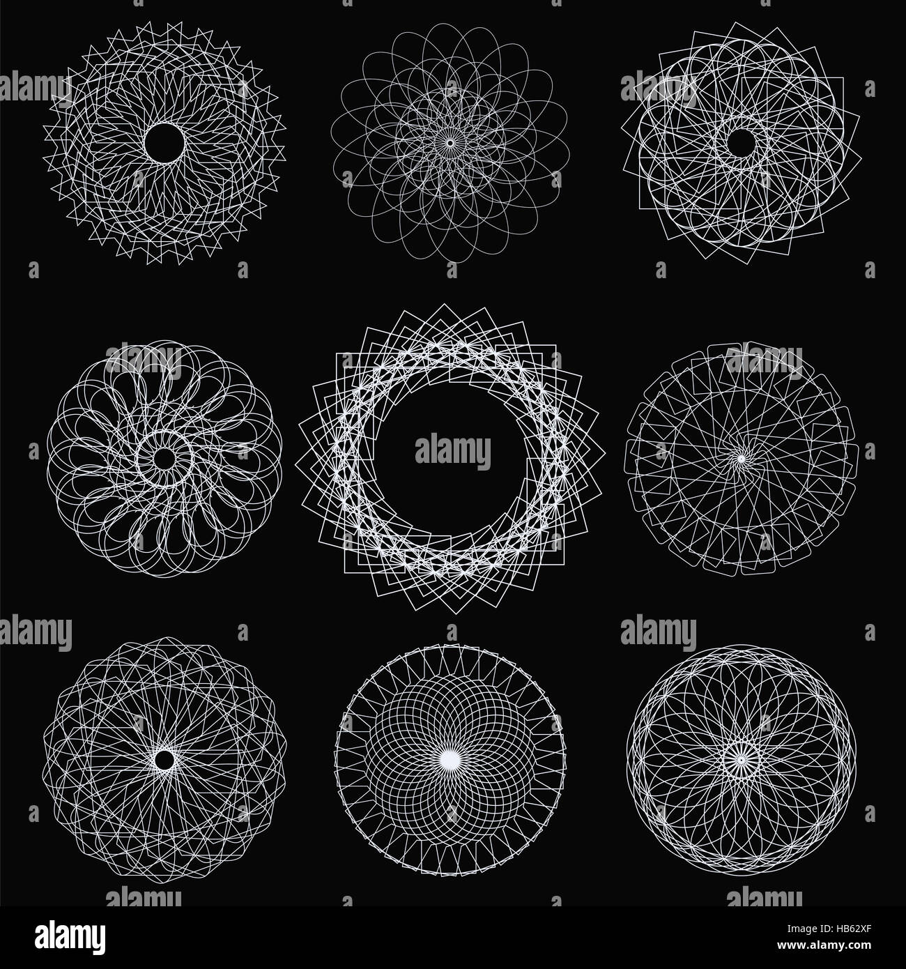 Set of Circle Geometric Ornaments Stock Photo - Alamy