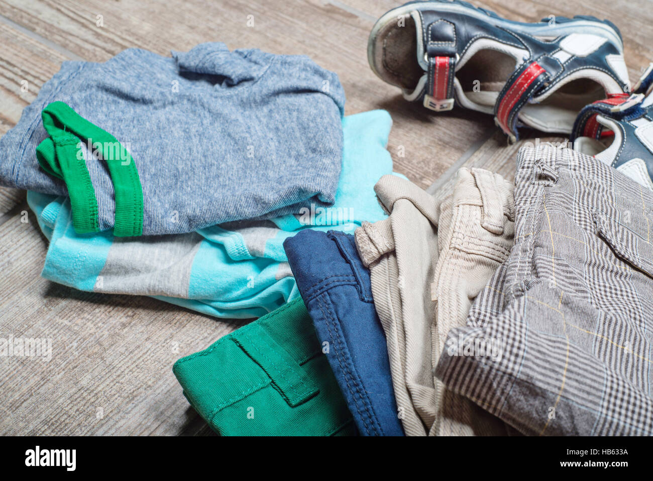 Some boy#39;s casual outfits in stack Stock Photo - Alamy