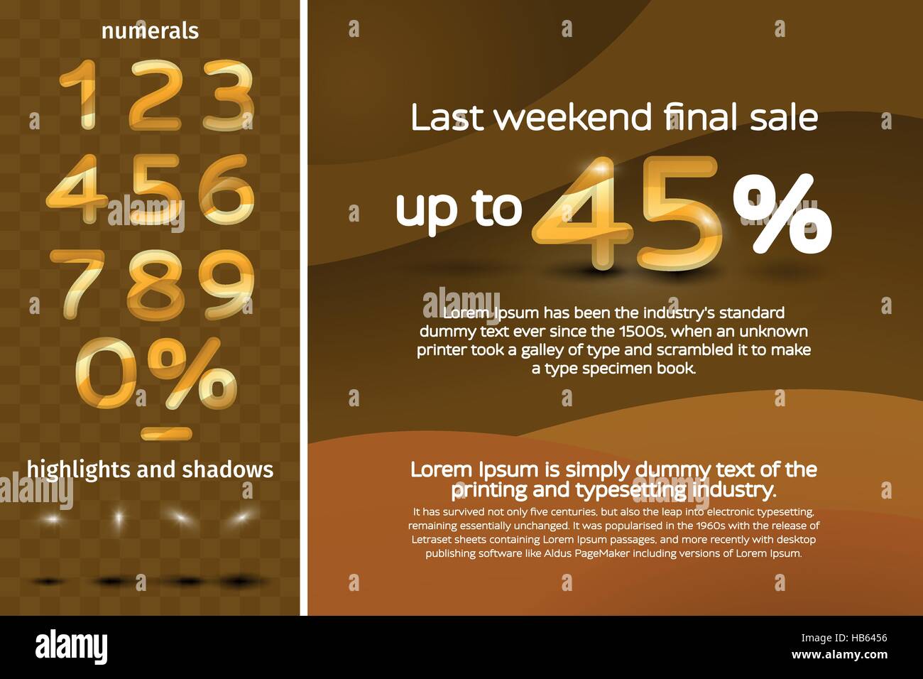 Stylish numerals with golden gradient. Vector template for advertising ...