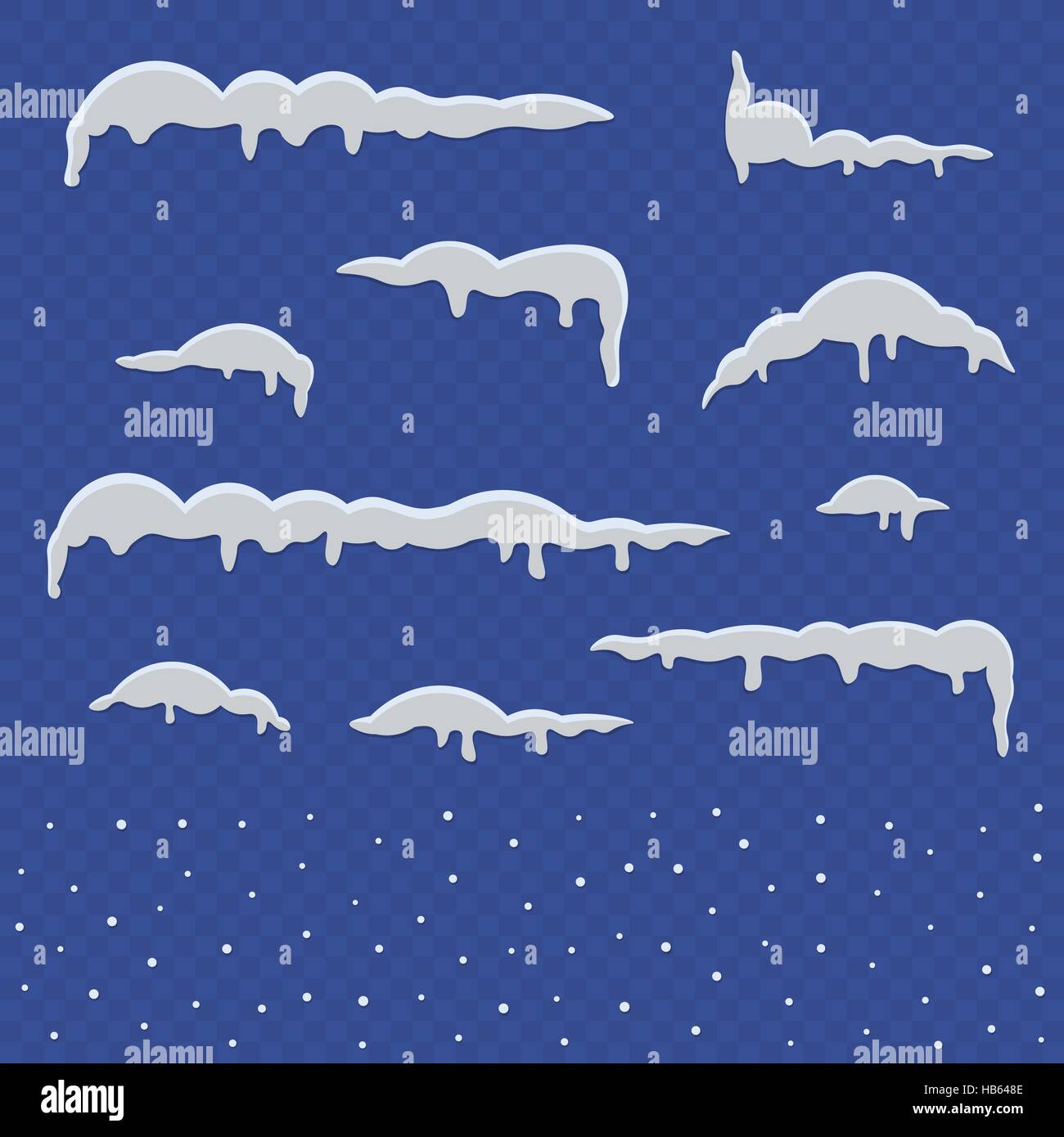 Set of ice caps. Snowdrifts, snow, elements winter decor. Set of ...