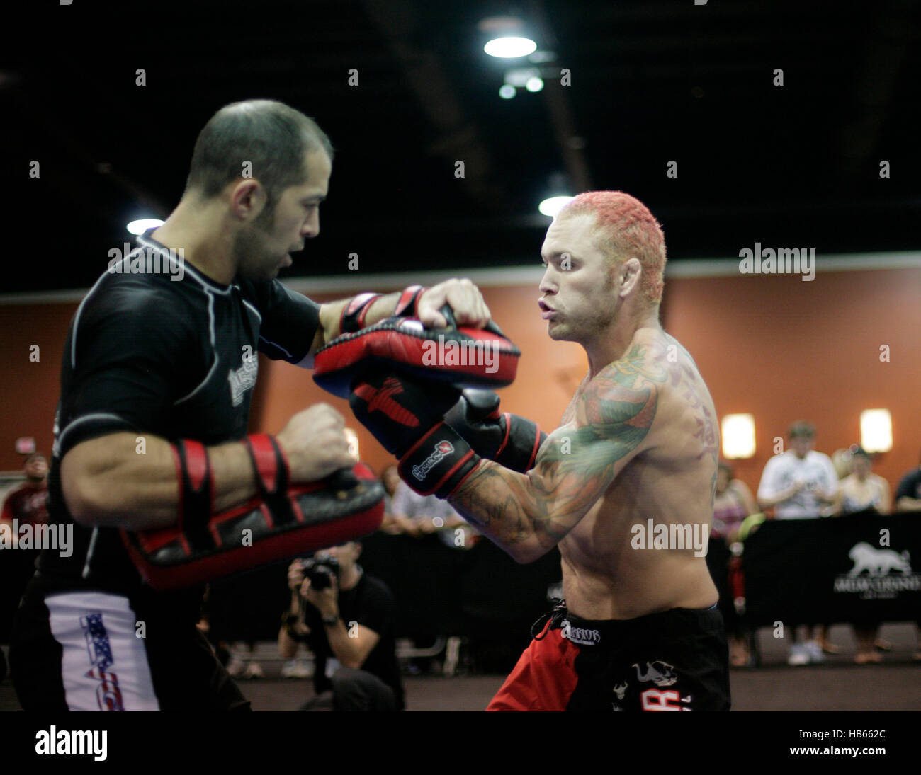 UFC fighter Chris Leben (red hair) during a training session before UFC ...