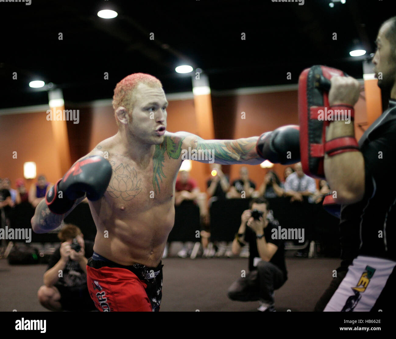 UFC fighter Chris Leben (red hair) during a training session before UFC ...