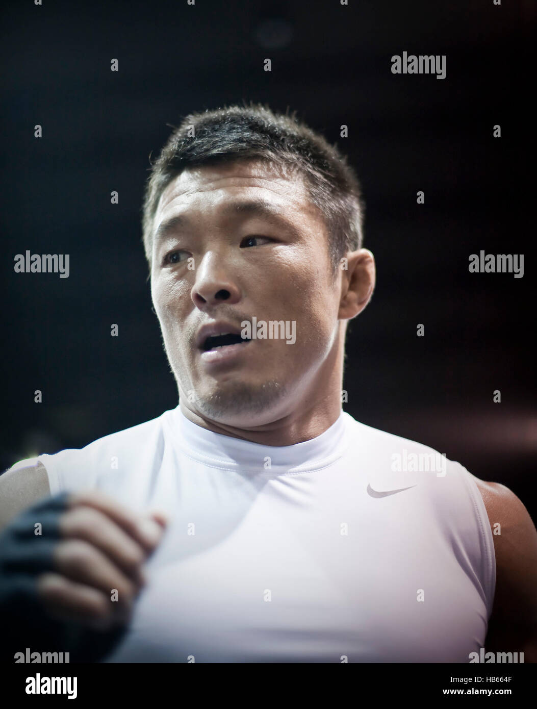 UFC fighter Yoshihiro Akiyama of Japan during a training session before ...