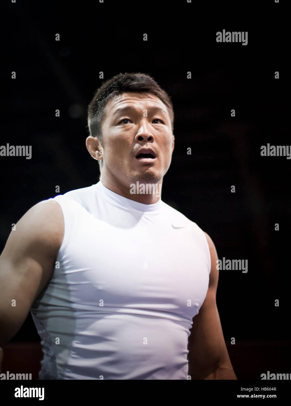 UFC fighter Yoshihiro Akiyama of Japan during a training session before ...