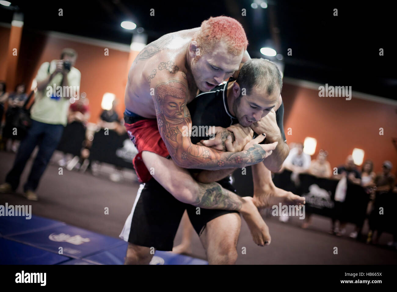 UFC fighter Chris Leben (red hair) during a training session before UFC ...