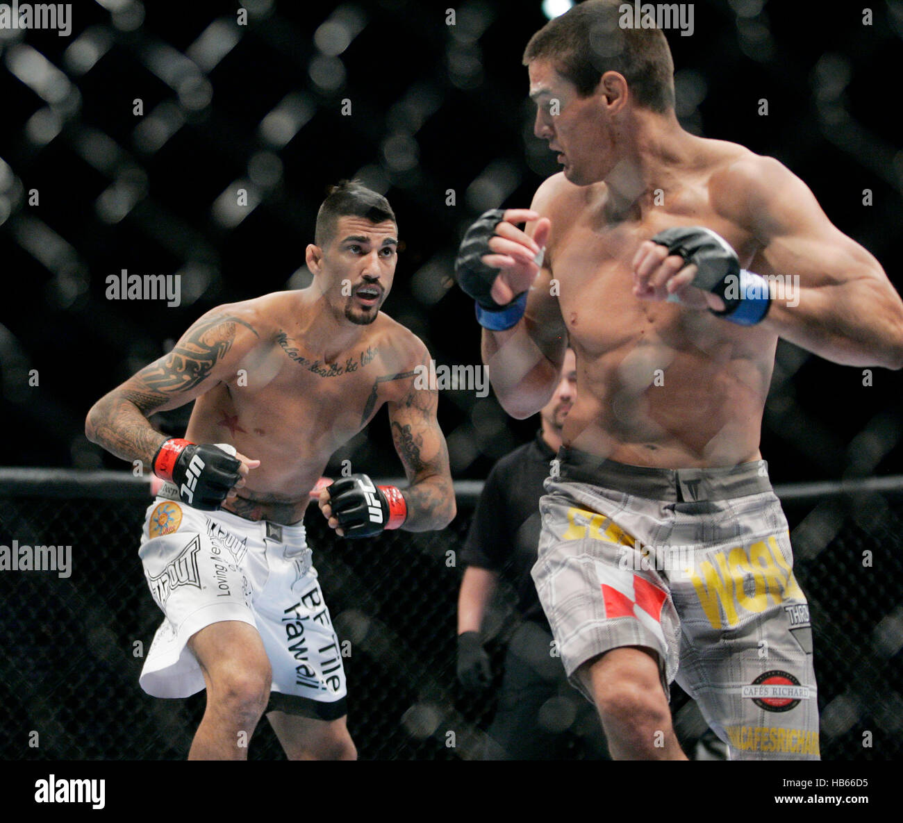 UFC fighter Kendall Grove, left, fights, Goran Reljic at UFC 116 at the ...