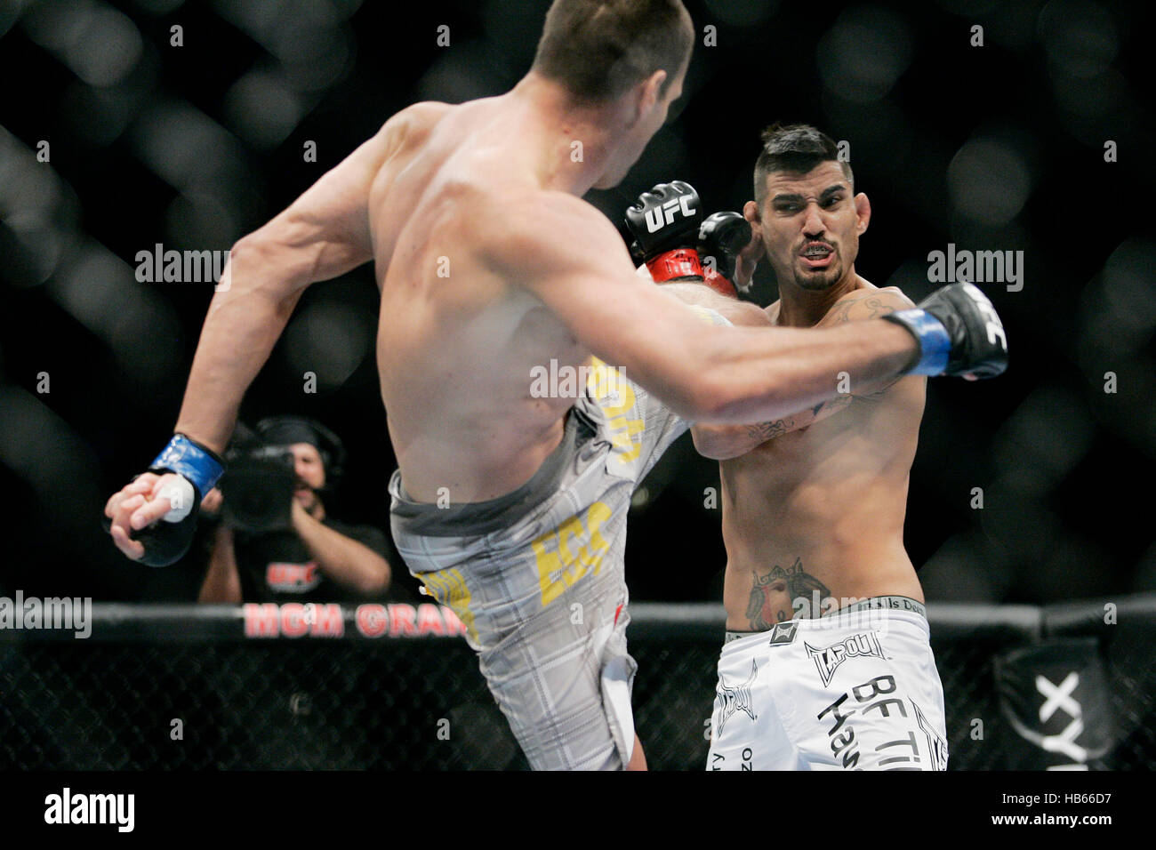 UFC fighter Kendall Grove, right, fights, Goran Reljic at UFC 116 at ...