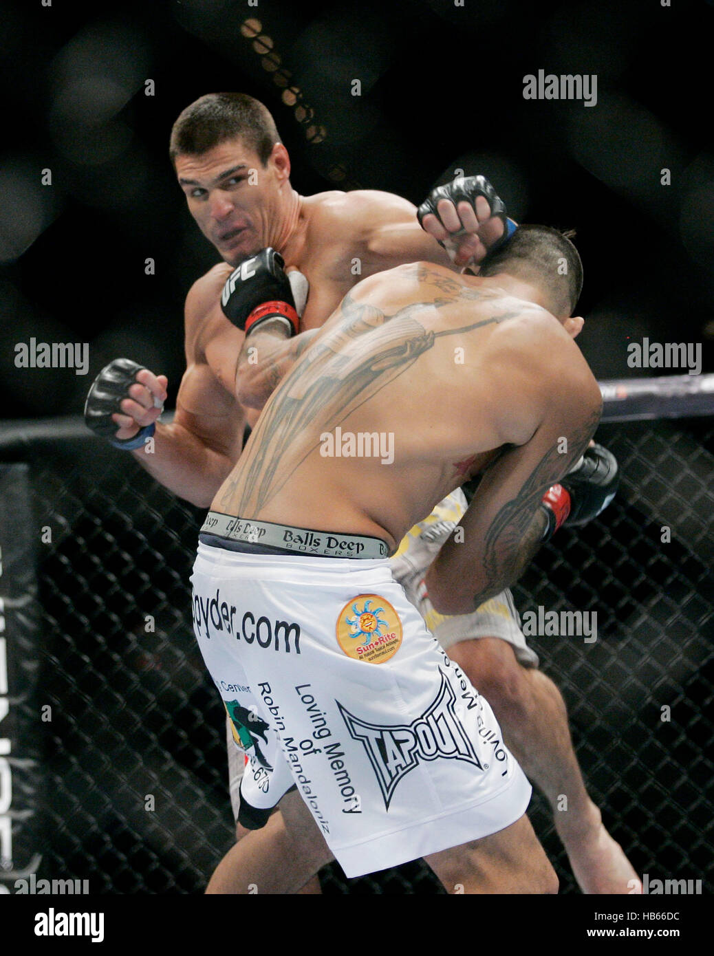 UFC fighter Kendall Grove, right, fights, Goran Reljic at UFC 116 at ...
