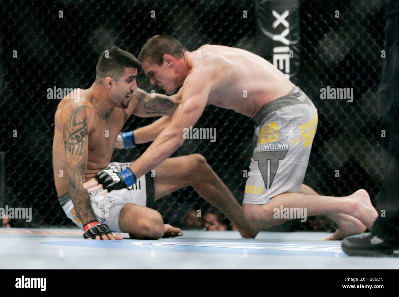 UFC fighter Kendall Grove, left, fights, Goran Reljic at UFC 116 at the ...