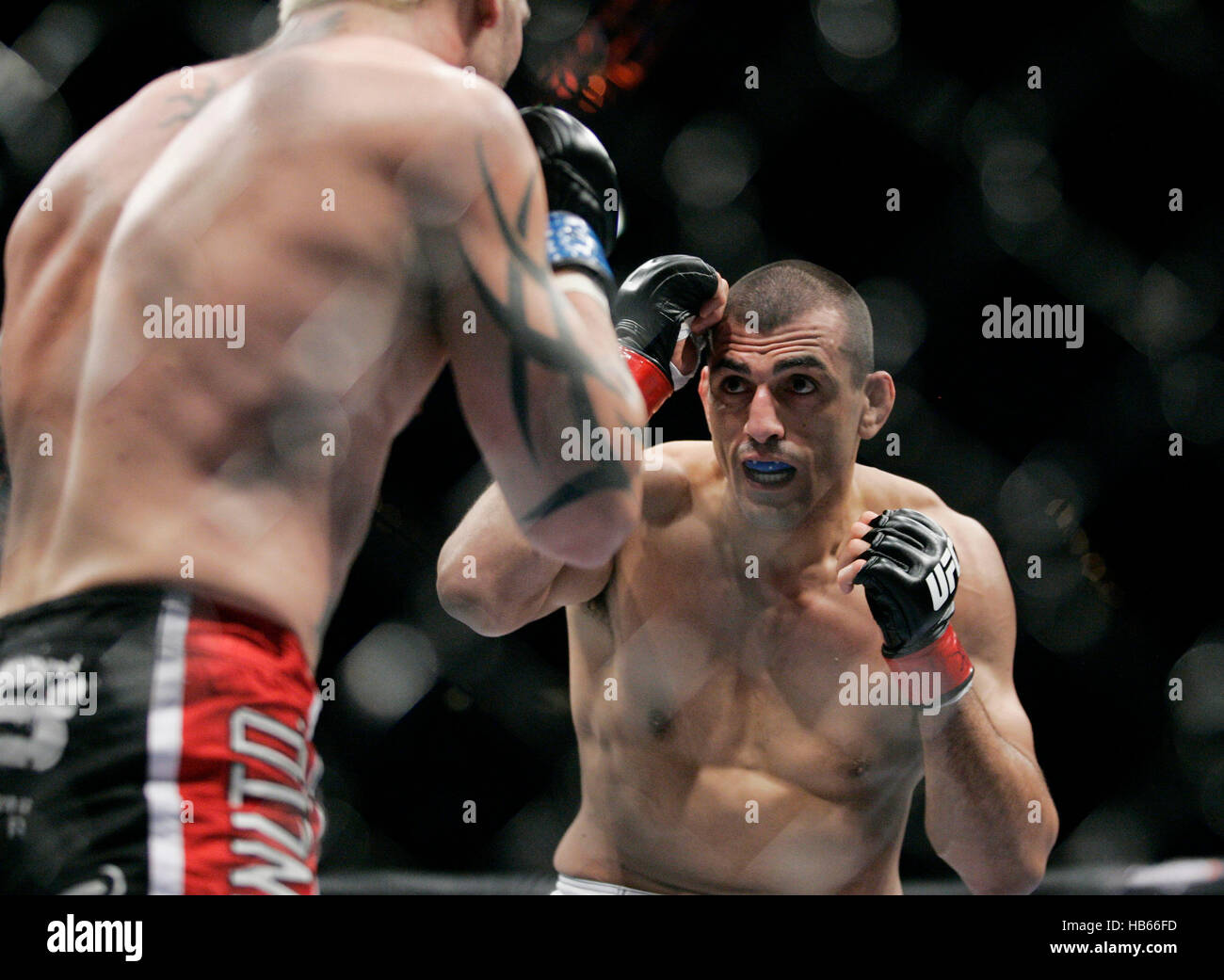UFC fighter George Sotiropoulos, right, fights Kurt Pellegrino at UFC ...