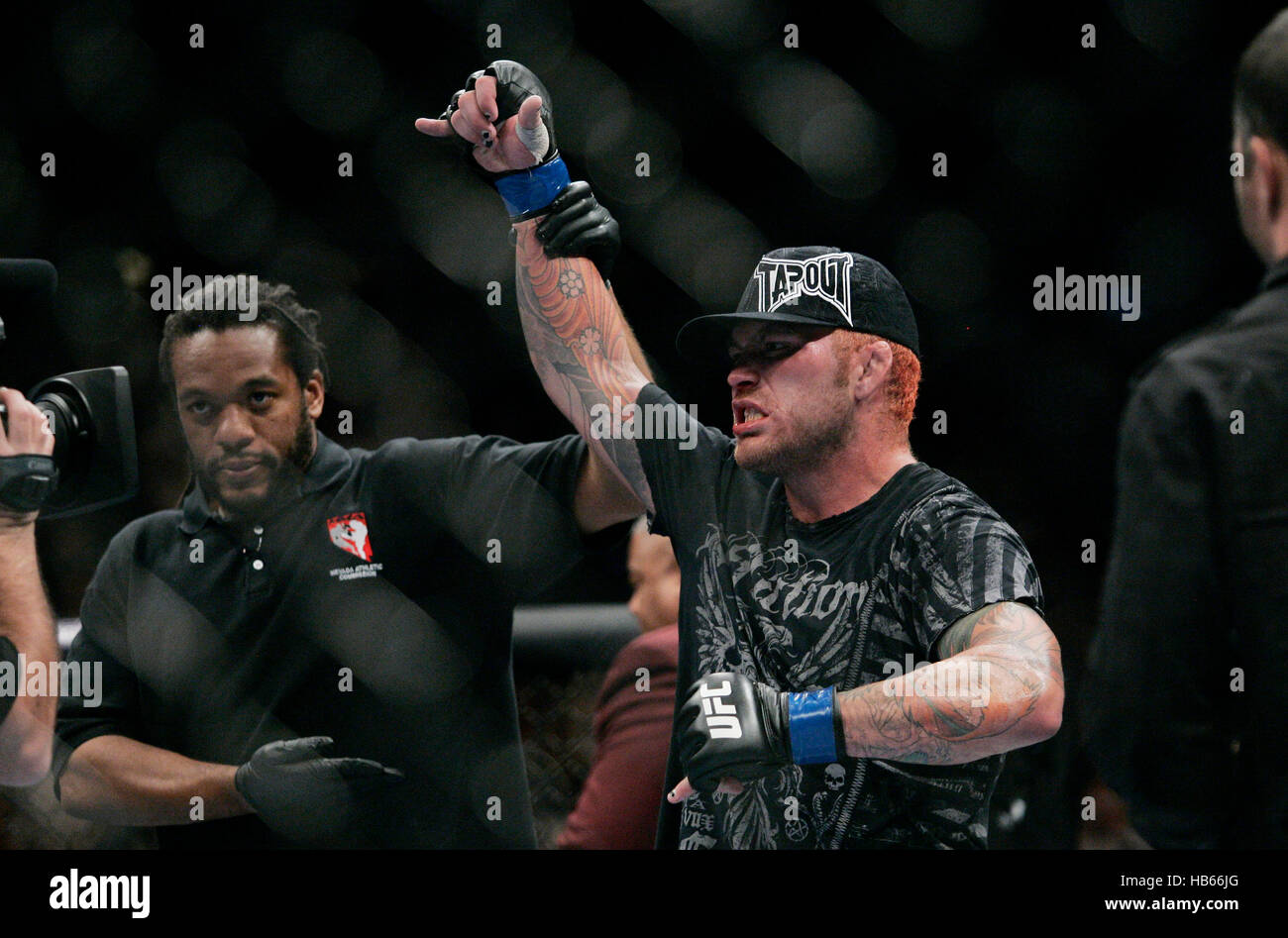 UFC fighter Chris Leben celebrates his victory over Yoshihiro Akiyama ...
