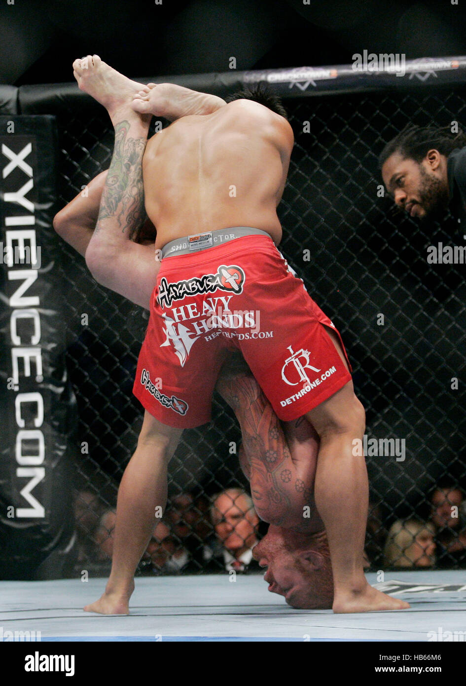 UFC fighter Chris Leben, bottom, fights Yoshihiro Akiyama at UFC 116 at ...