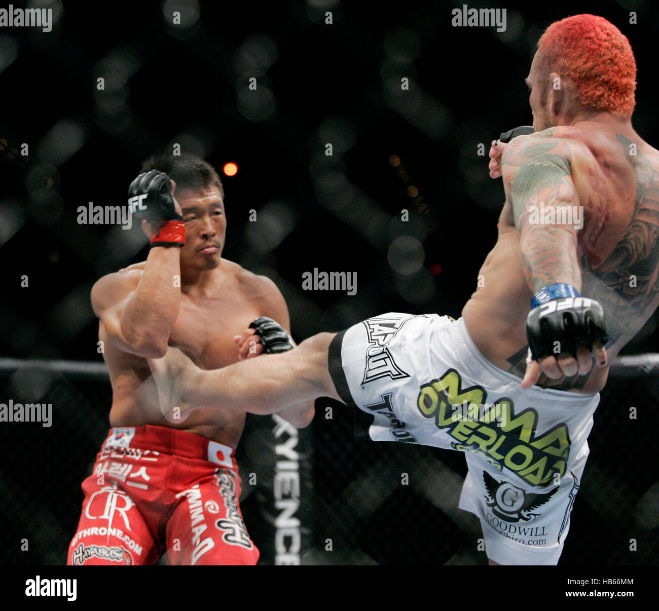 UFC fighter Chris Leben, right, fights Yoshihiro Akiyama at UFC 116 at ...