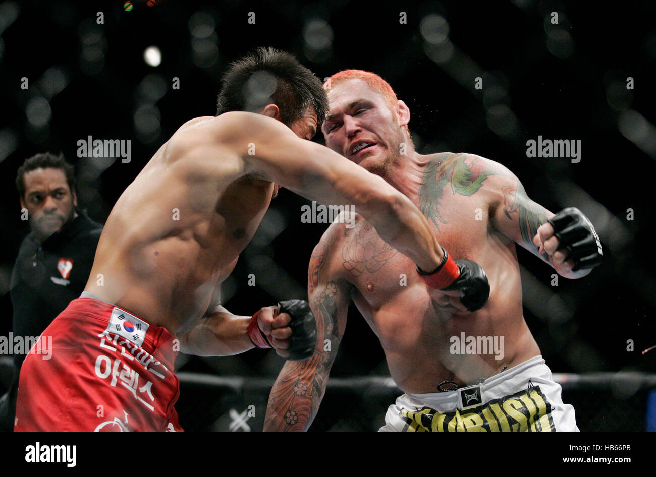 UFC fighter Chris Leben, right, fights Yoshihiro Akiyama at UFC 116 at ...