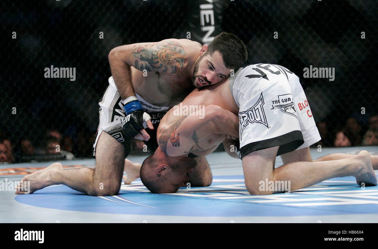UFC fighter Chris Lytle, right, fights Matt Brown at UFC 116 at the ...