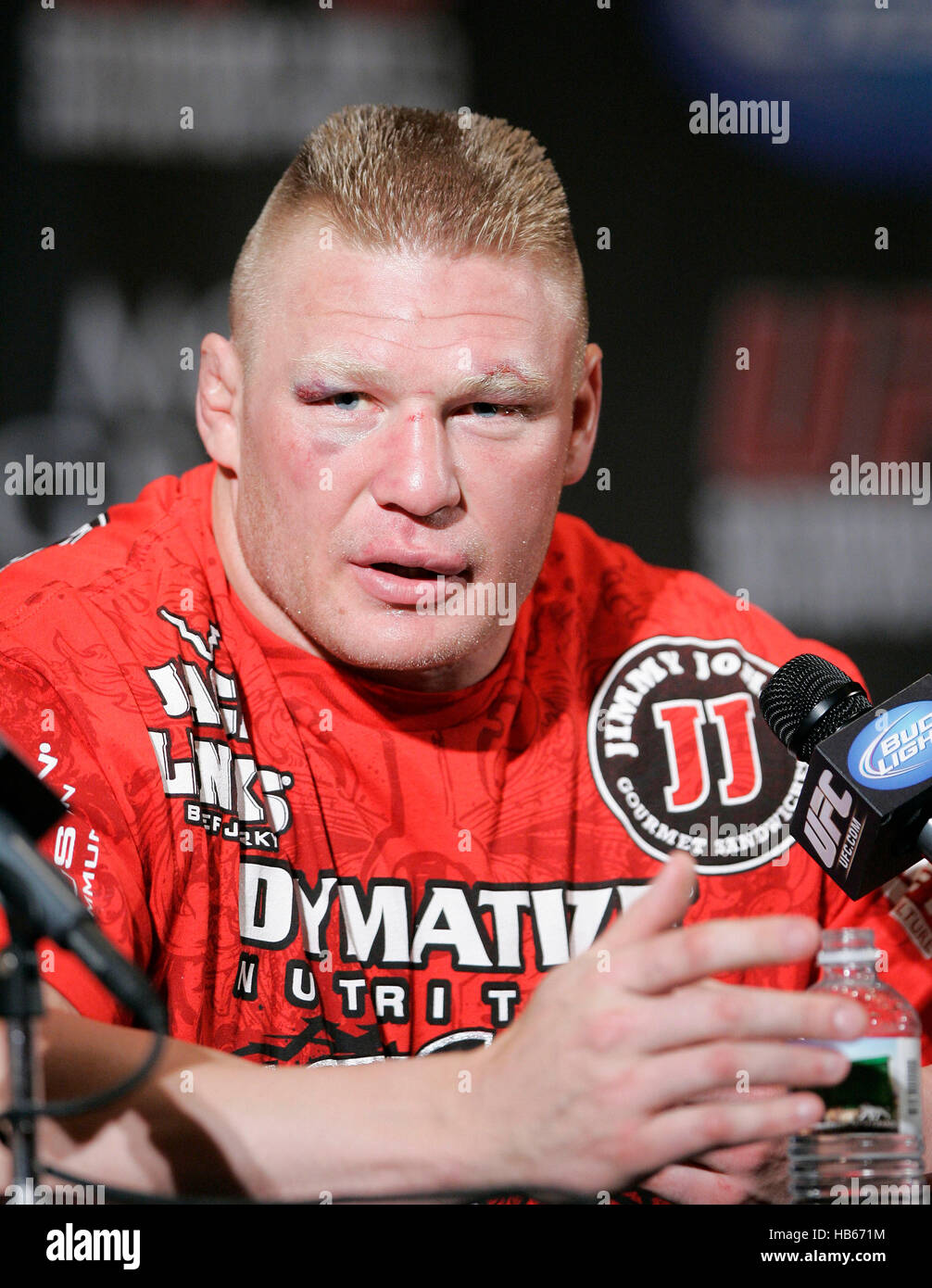 UFC fighter Brock Lesnar at a press conference after UFC 116 at the ...