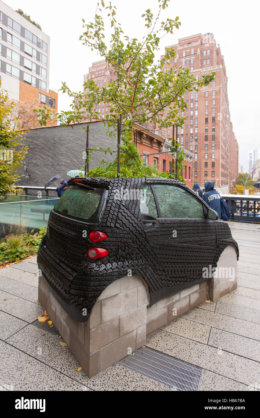 Smart Tree art sculpture or installation by Nari Ward, on the High Line ...