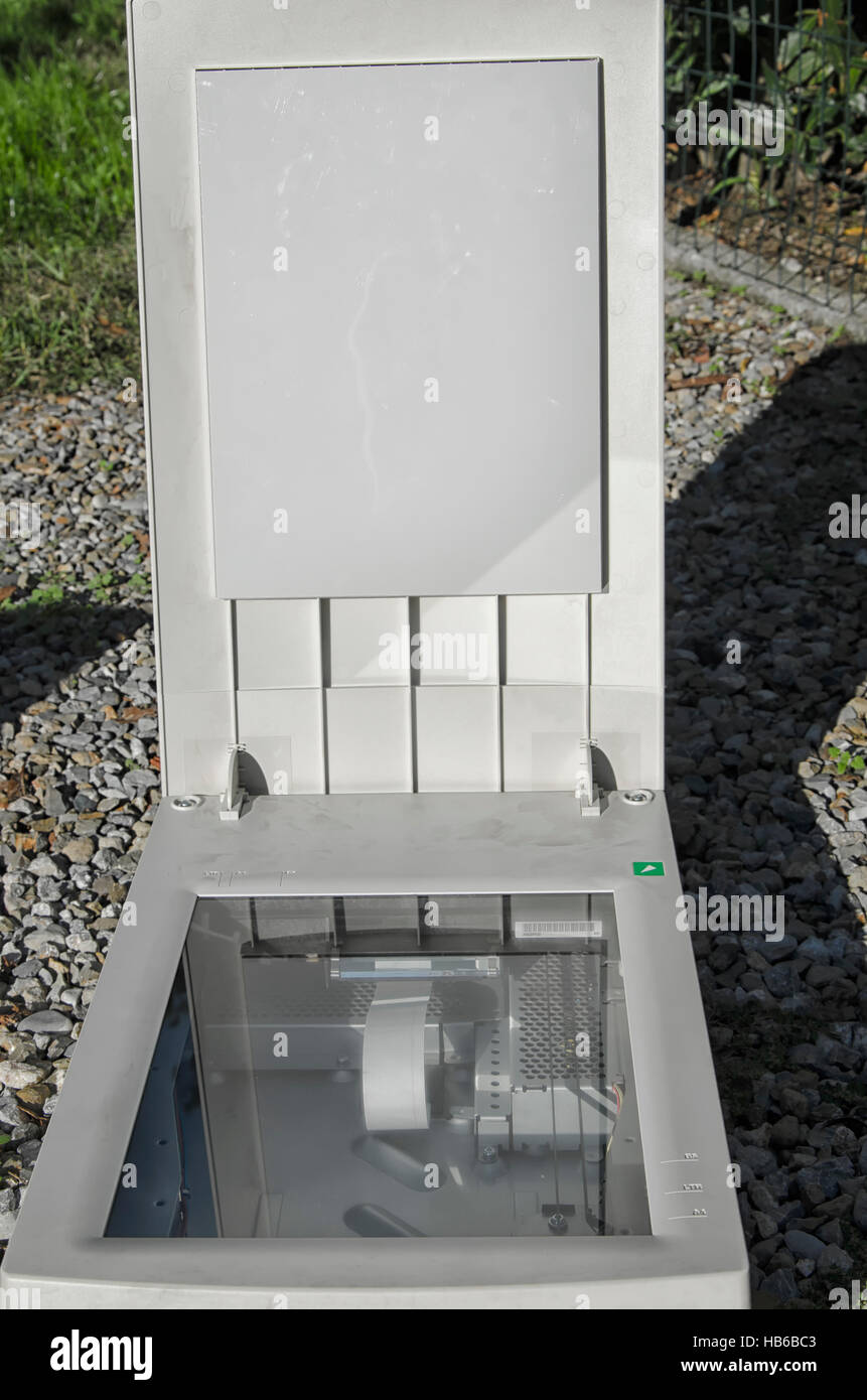 View of carriage of an scanner of the 90s Stock Photo - Alamy