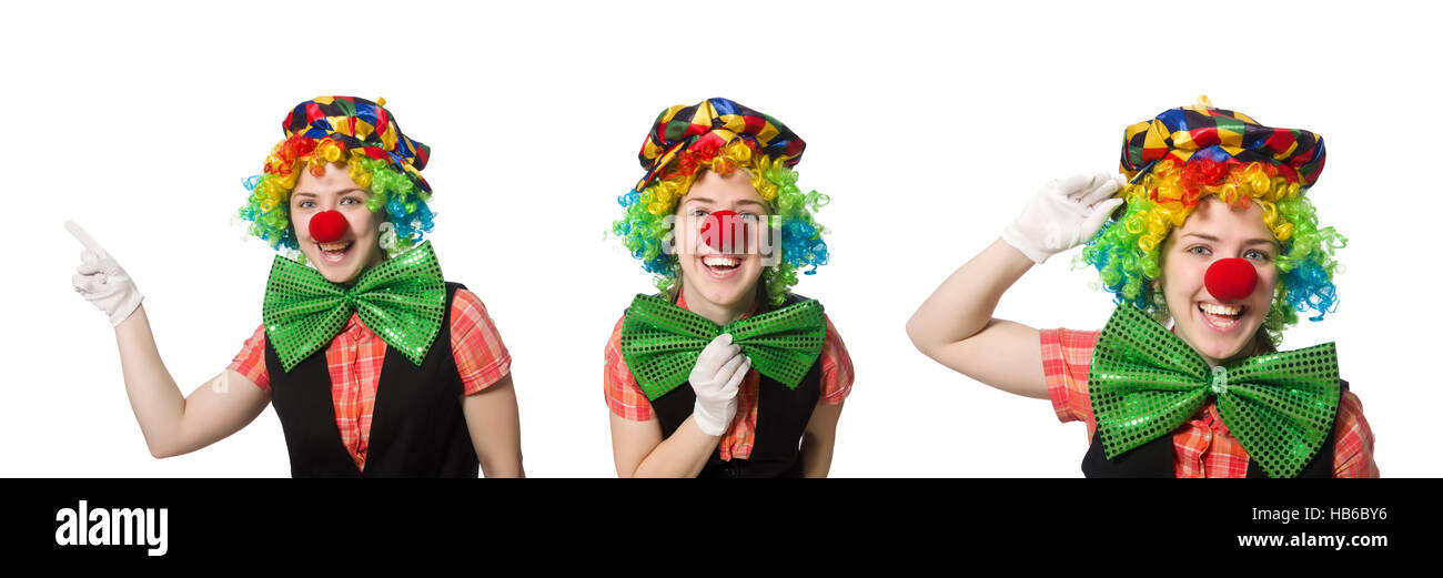 Female clown isolated on white Stock Photo - Alamy