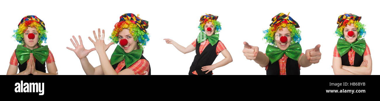 Female clown isolated on white Stock Photo - Alamy