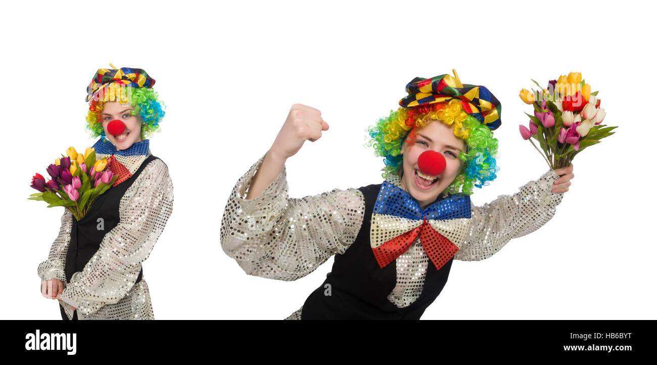 Female clown isolated on white Stock Photo - Alamy