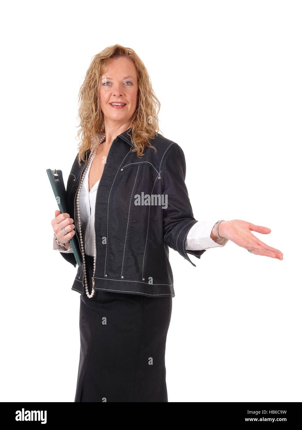 Woman showing way hi-res stock photography and images - Alamy