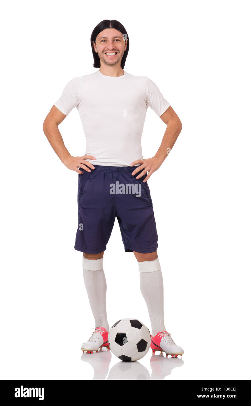 Young footballer isolated on the white Stock Photo - Alamy